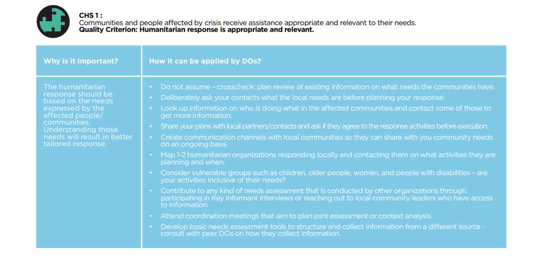 Diaspora Toolkit: Guideline on the 9 Core Humanitarian Standards and ...